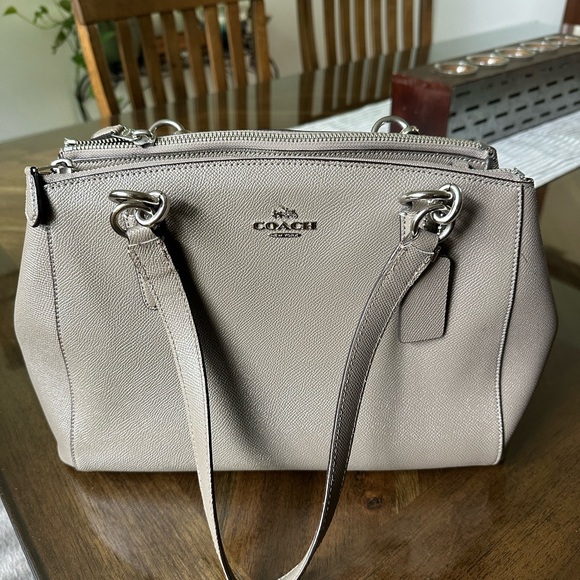 Coach | Bags | Coach Gray Shoulder Bag With Signature Design | Poshmark